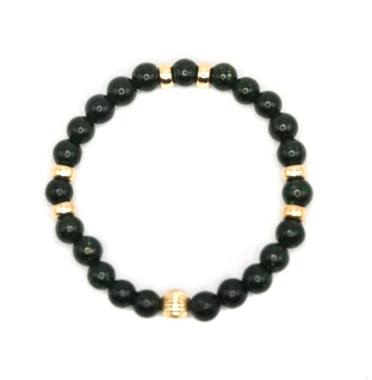 Dark Green Goldstone & 14K Solid Gold | Healing Gemstone Energy Crystal ...