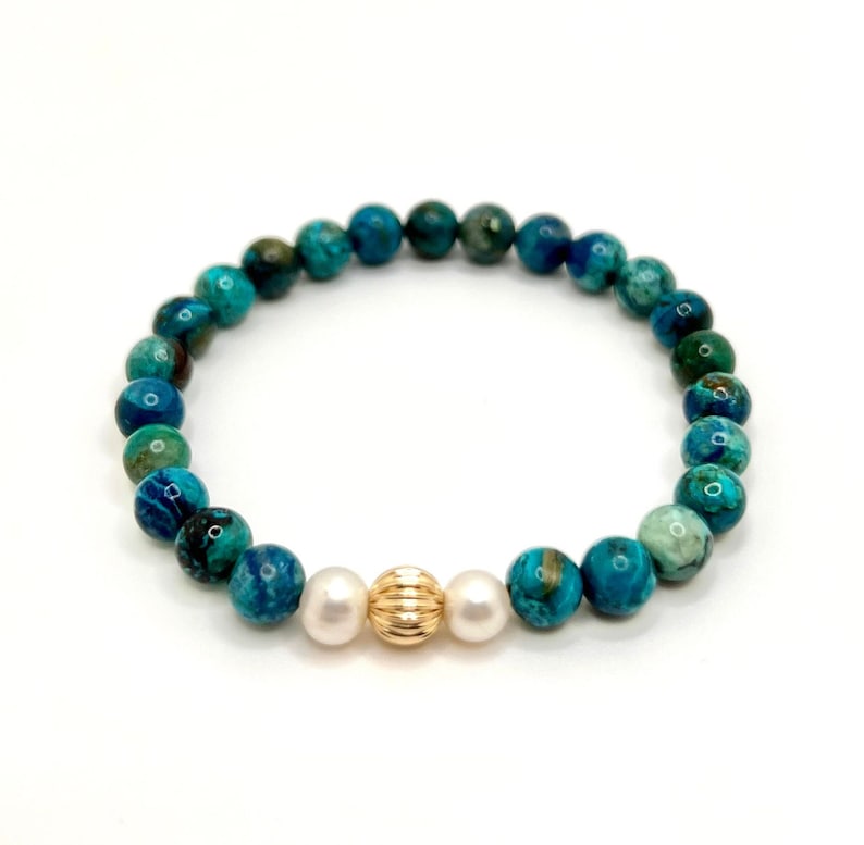 Azurite Malachite W Pearl & 14K Solid Gold | Healing Gemstone Energy ...