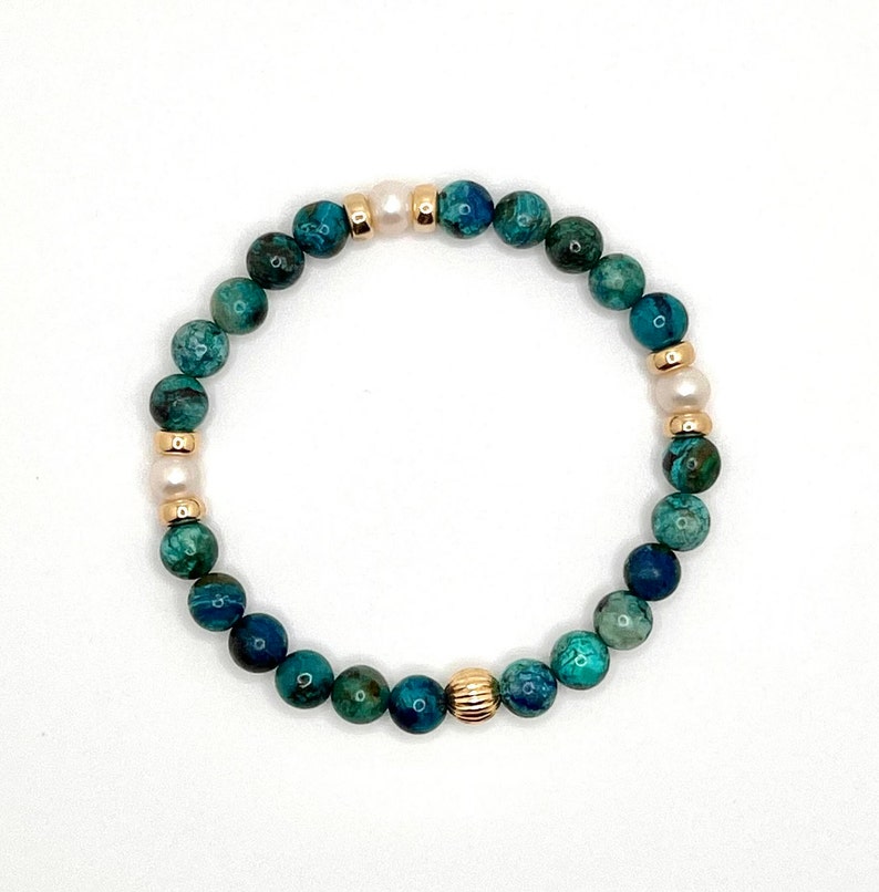 Azurite Malachite W Pearl & 14K Solid Gold | Healing Gemstone Energy ...