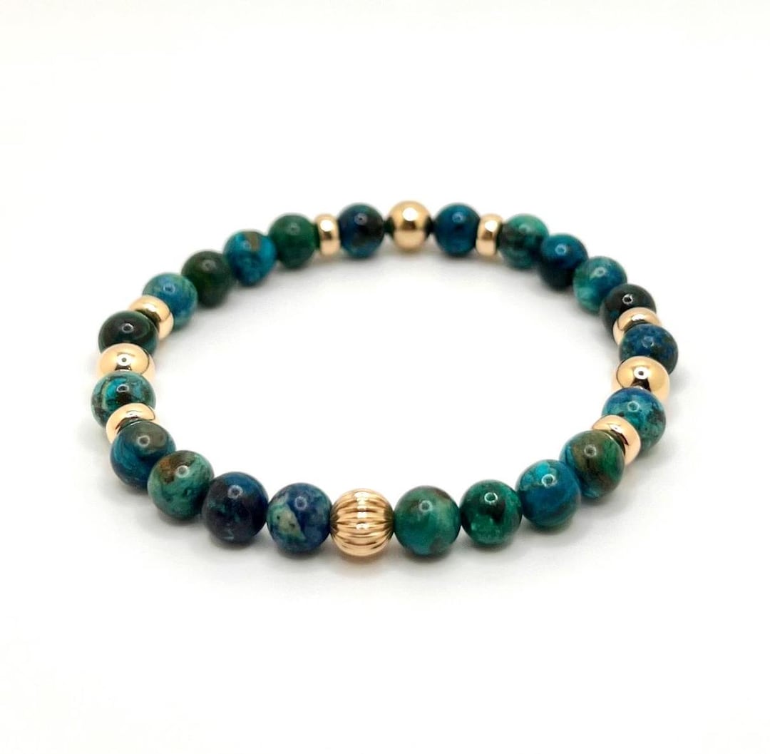 Azurite Malachite & 14K Solid Gold | Healing Gemstone Energy Crystal ...