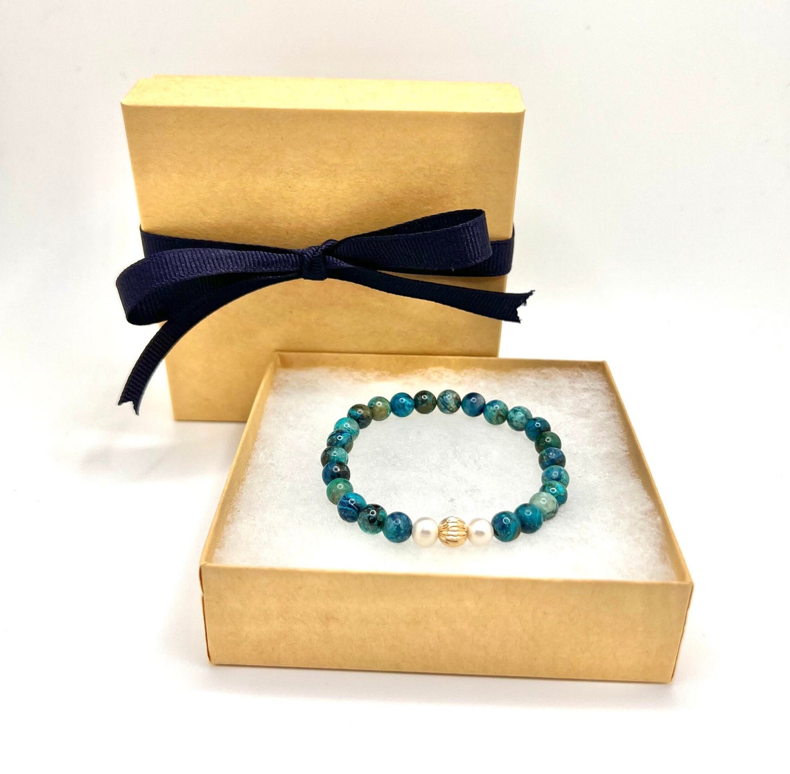 Azurite Malachite W Pearl & 14K Solid Gold | Healing Gemstone Energy ...
