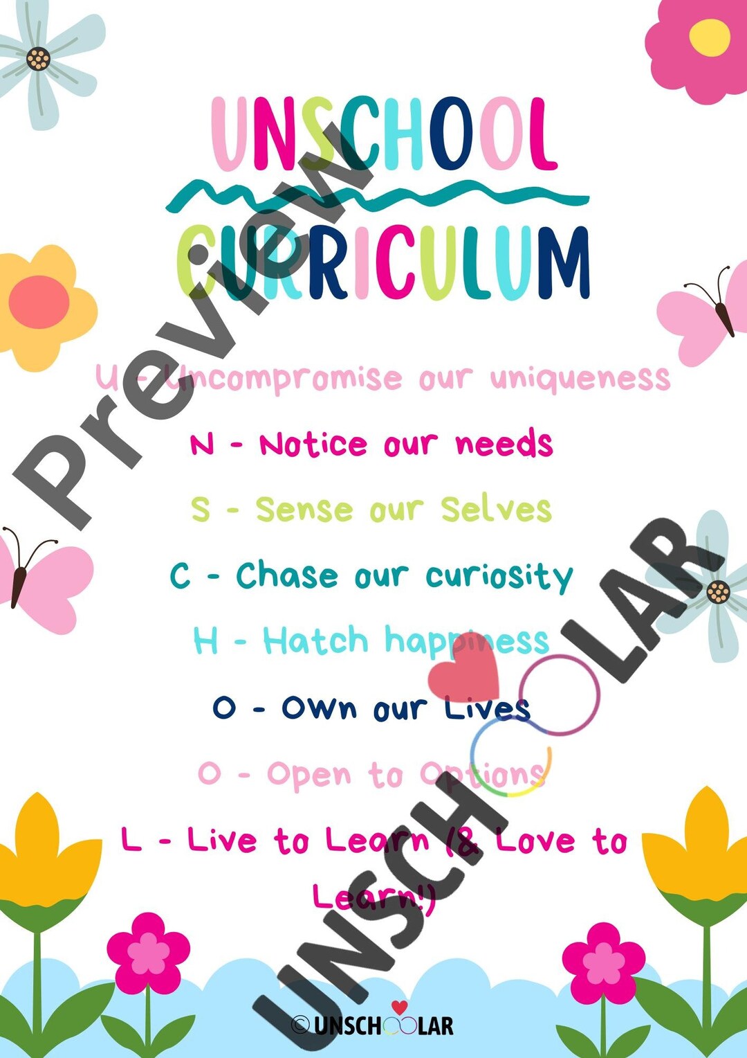 A3 Digital Poster/notebook Cover - Unschool Curriculum - Etsy