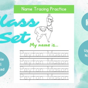 Class Set Name Tracing Custom Worksheet / Personalized First and Last ...