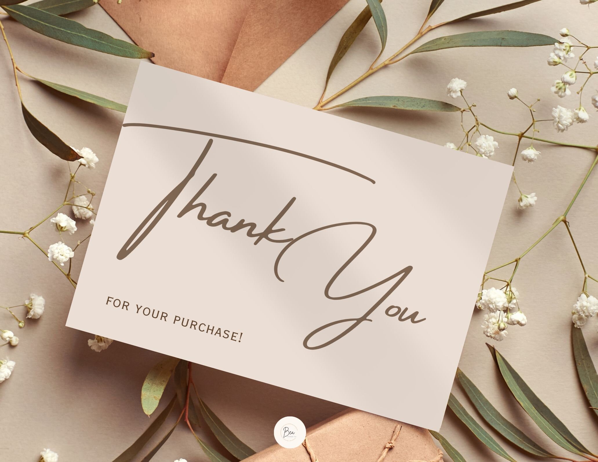 Beige/brown Thank You Card Template or Small Business, Printable ...