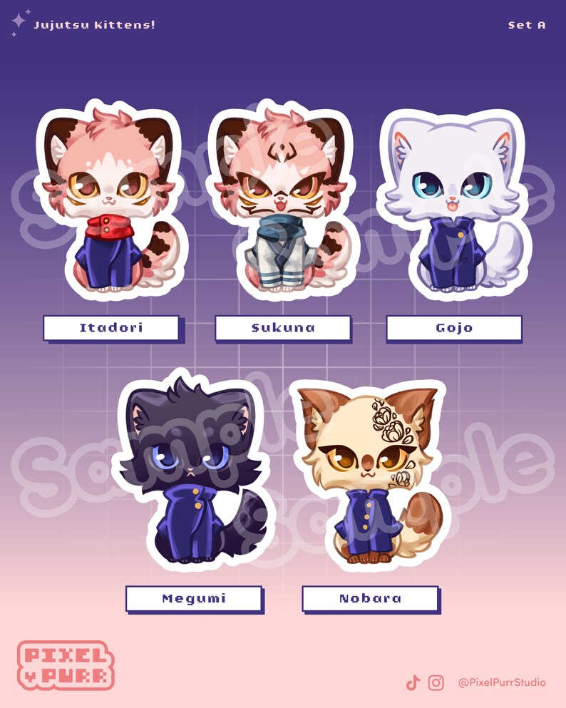 Jujutsu Kittens! Mini Bundles || Sets A, B, C, D / 20 Designs / JJK ...