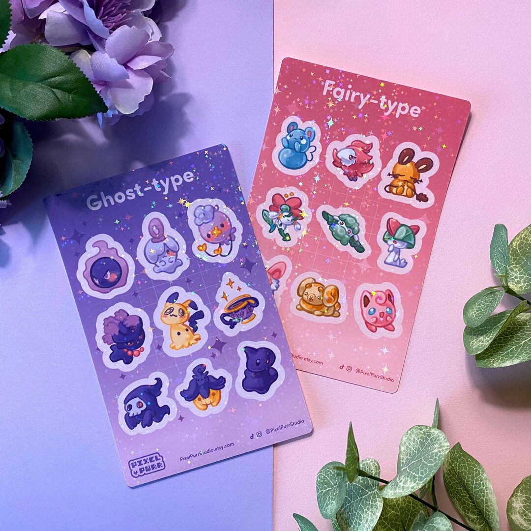 Ghosts & Fairies Sticker Sheets || 2 Designs || 4" X 6.25" Sparkle ...