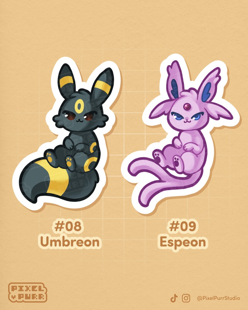 Eeveelution Vinyl Stickers || 9 Designs || Satin Smooth Matte ...