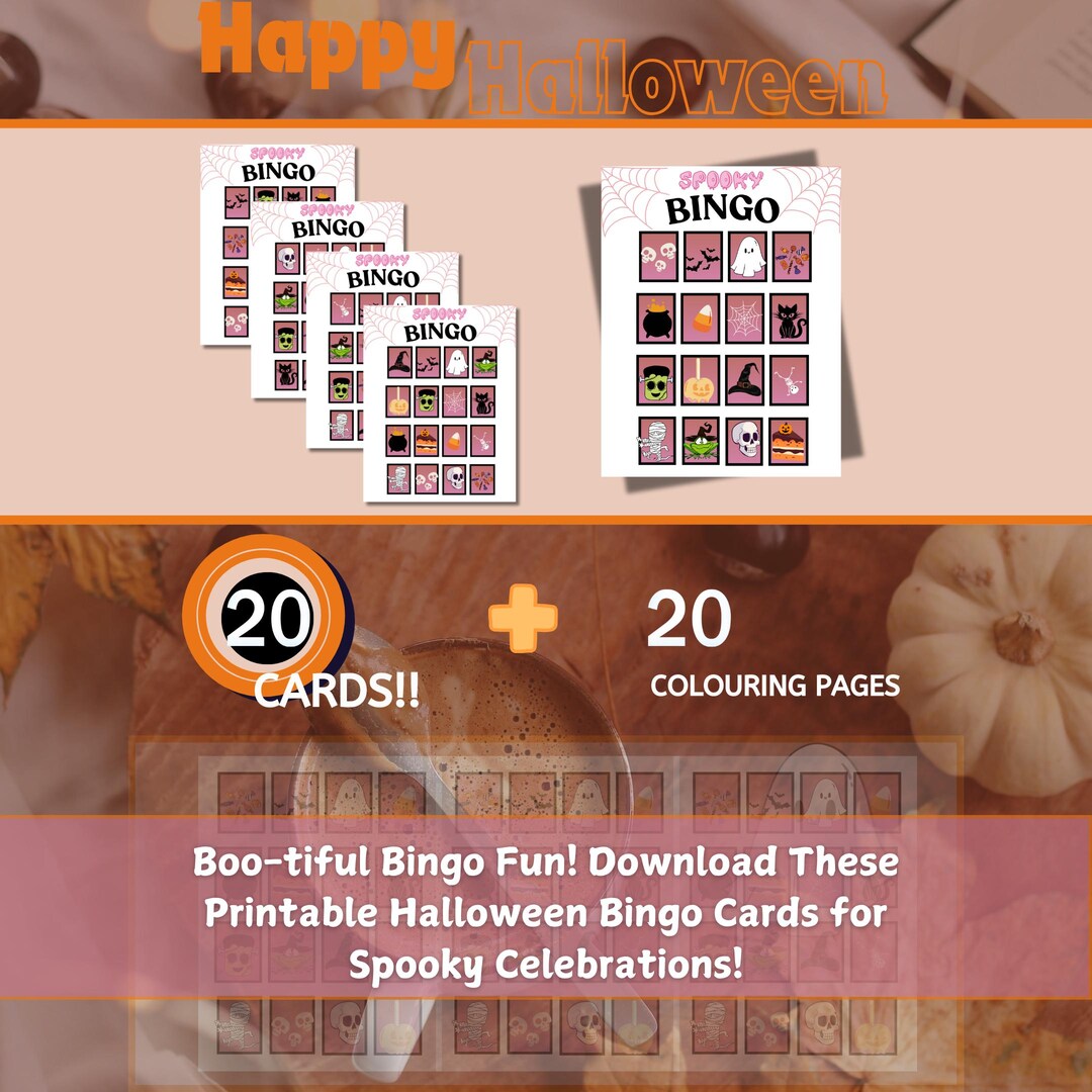 Halloween Printable Bingo Cards, Activities for Halloween, Printable ...