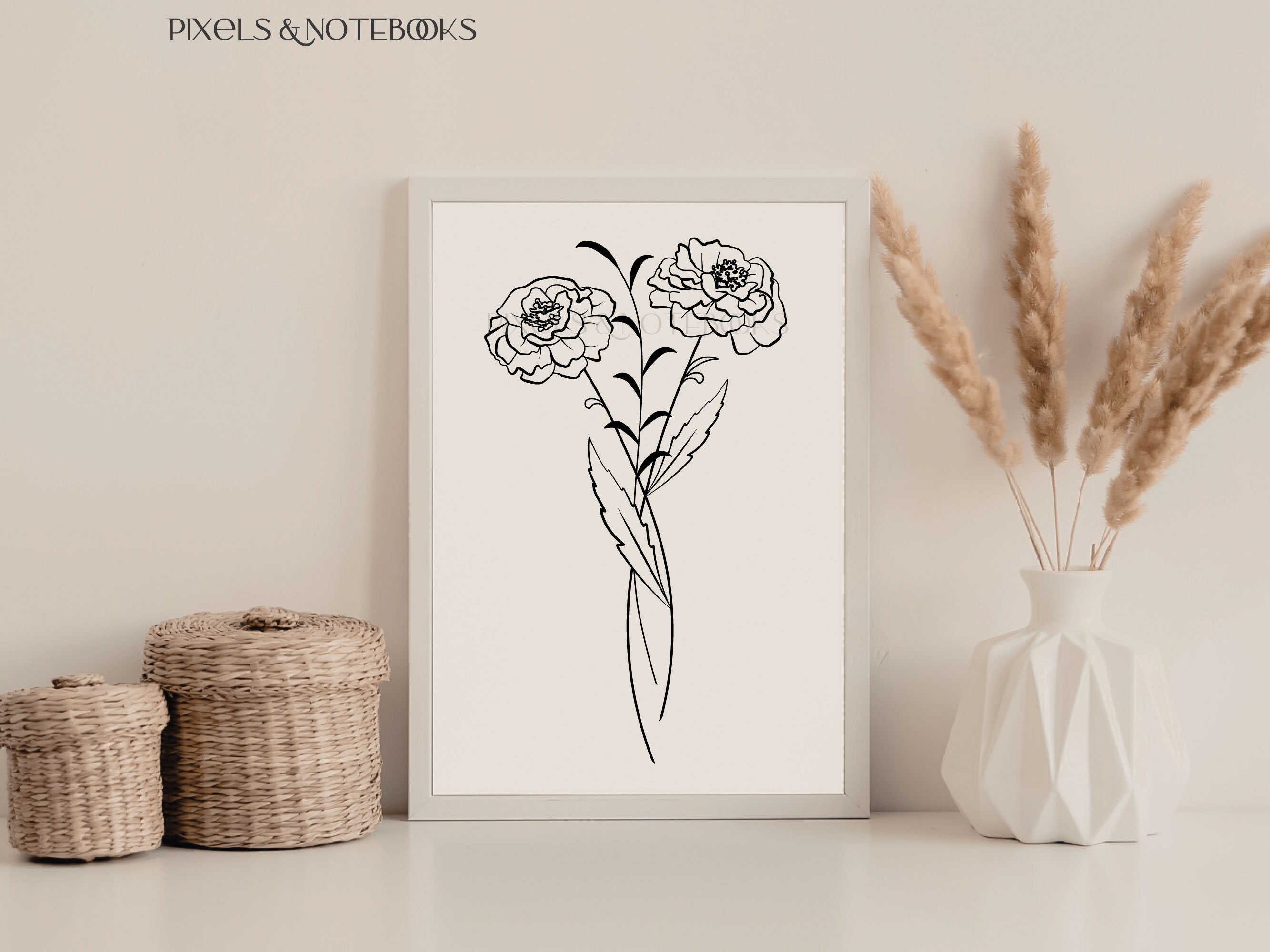 Marigold Svg October Birth Flower Birth Month Flower Bouquet SVG PNG ...