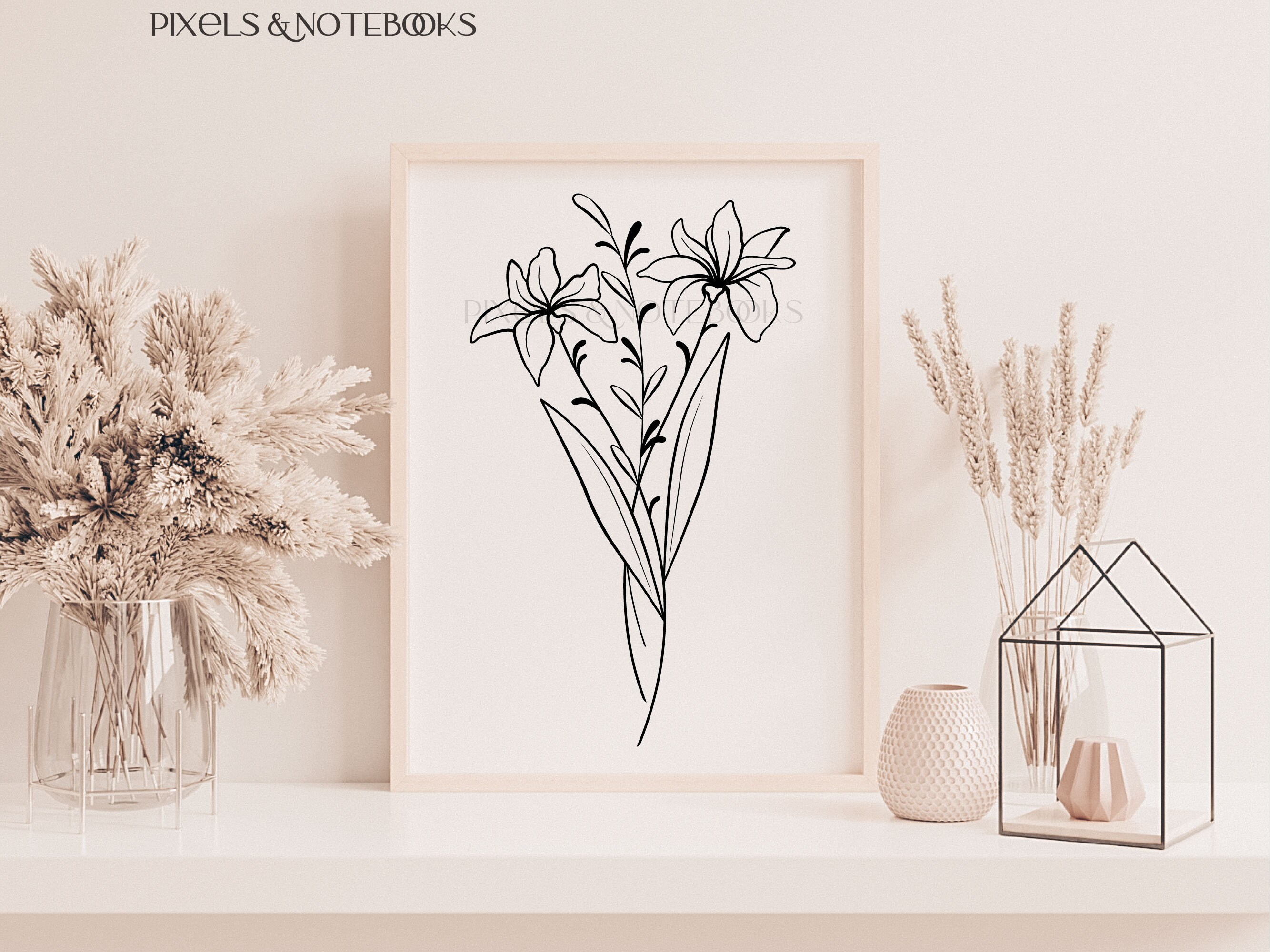 Iris February Birth Flower SVG Birth Month Flower Bouquet - Etsy