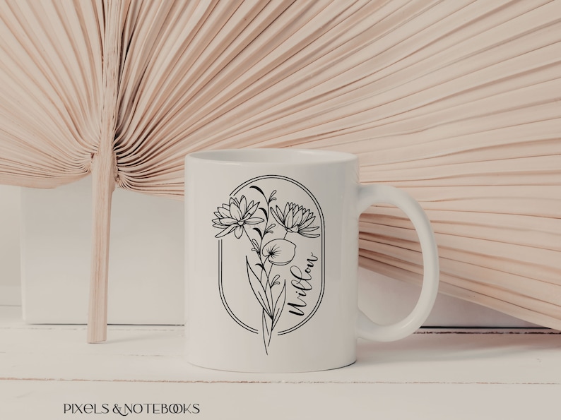 July Water Lily Birth Month Flower Bouquet With Frame SVG PNG Digital ...