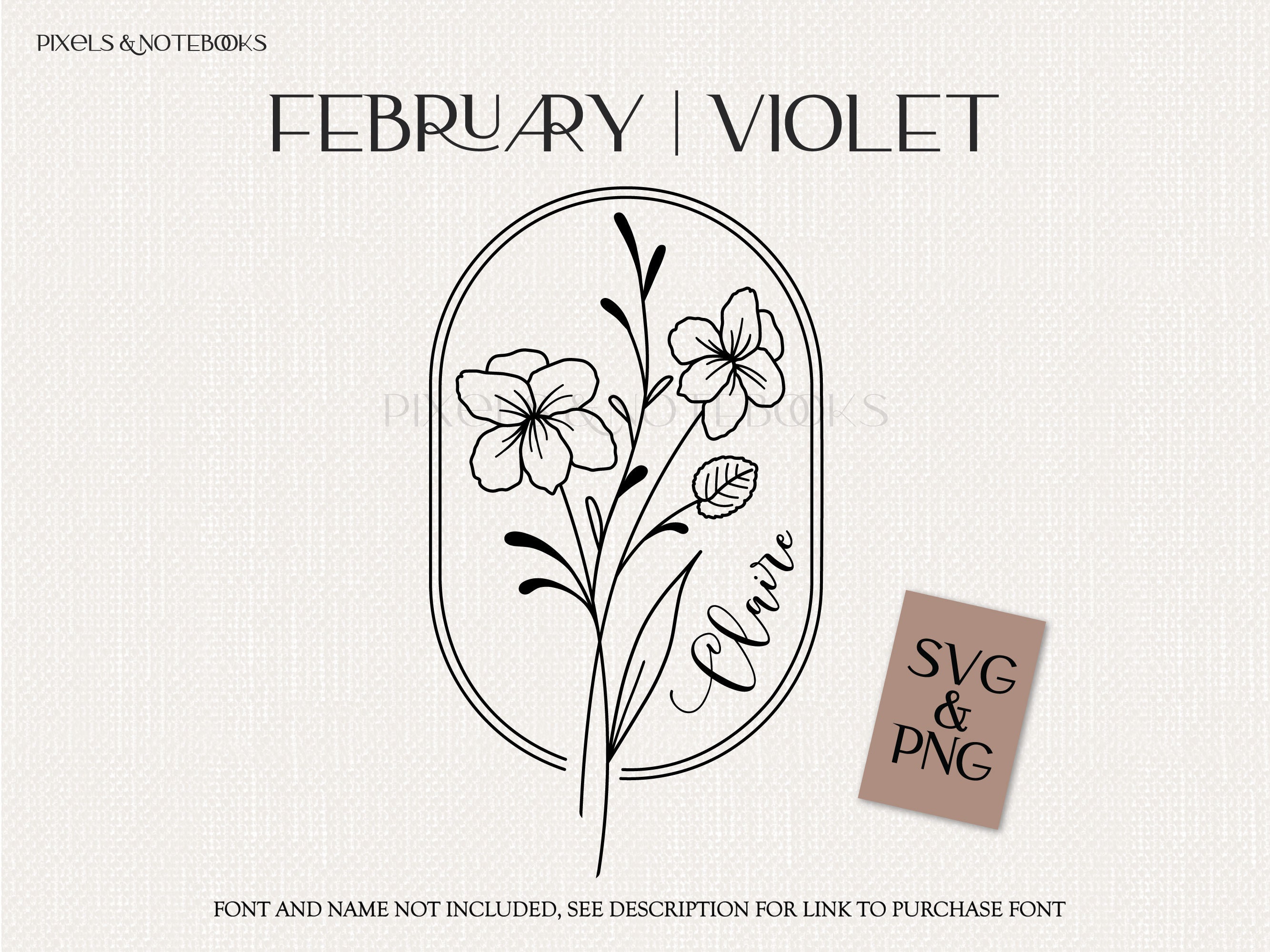 Violet February Birth Month Flower Bouquet Frame SVG PNG Digital Birth ...