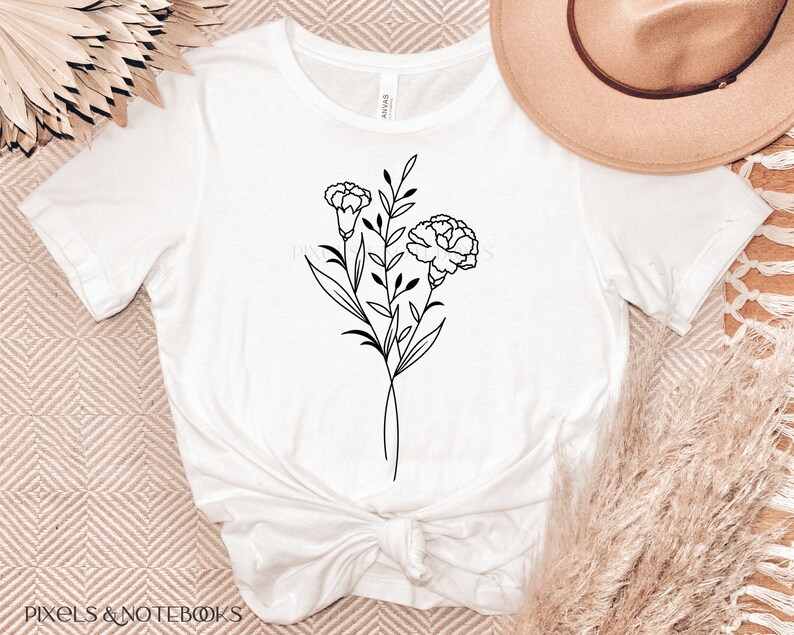 Carnation Svg January Birth Flower Birth Month Flower Bouquet SVG PNG ...