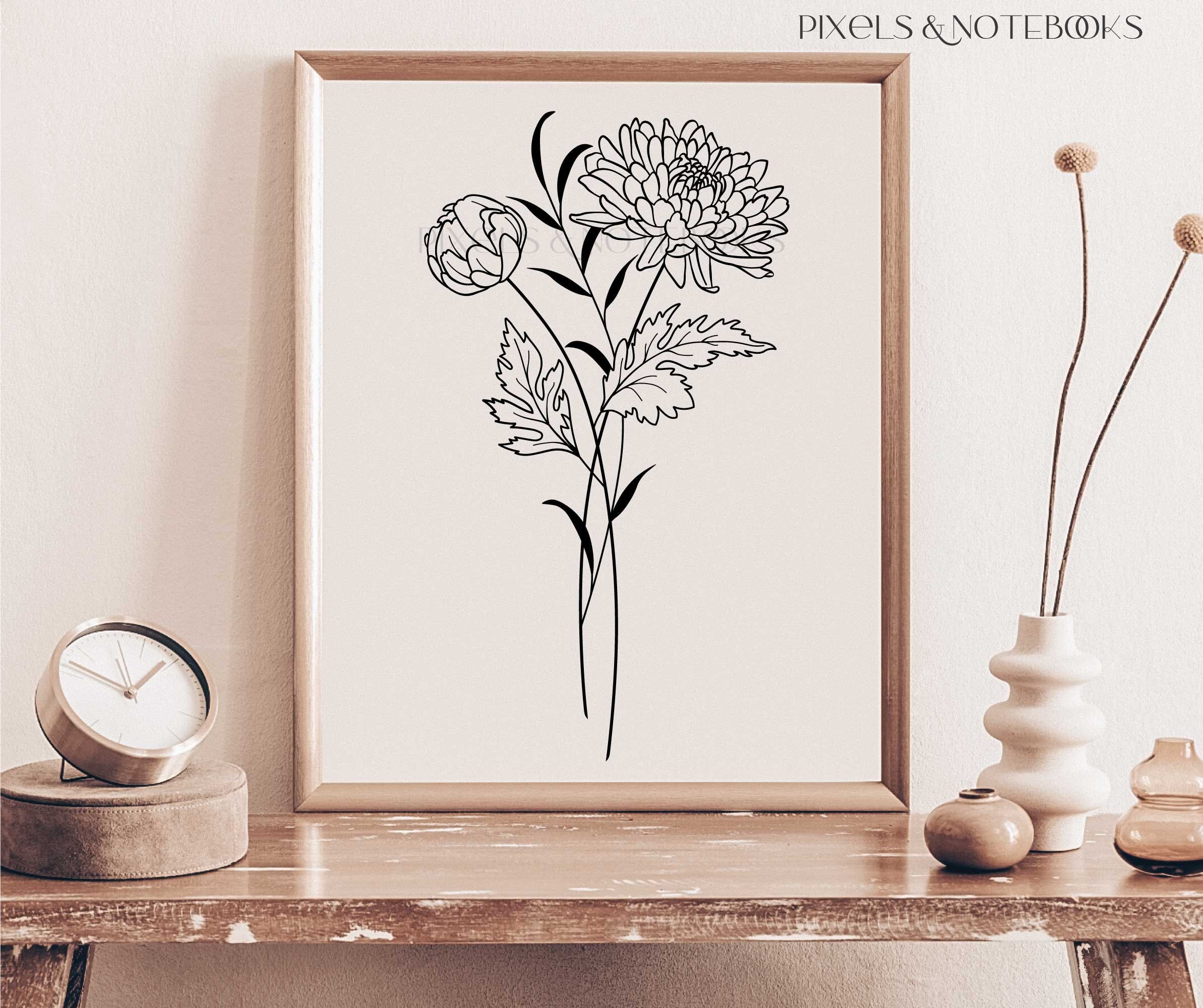 Chrysanthemum Svg November Birth Flower Birth Month Flower Bouquet SVG ...