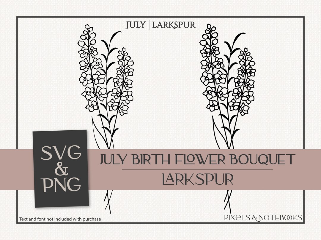 Larkspur Flower Bouquet SVG PNG | July Birth Flower Clipart (digital ...