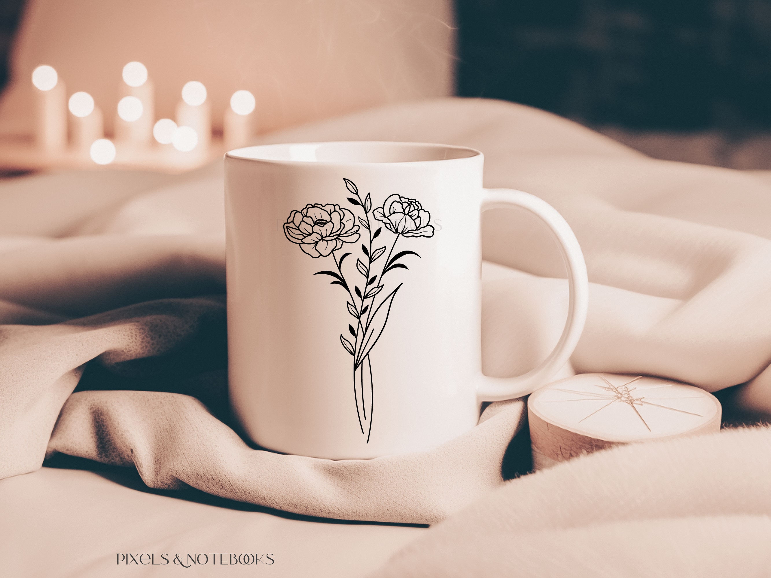 Peony Svg November Birth Flower Birth Month Flower Bouquet SVG PNG ...