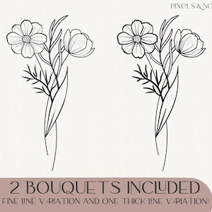 Cosmos Svg | October Birth Flower | Birth Month Flower Bouquet SVG PNG ...