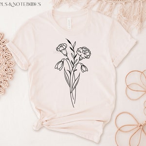 Carnation Snowdrop Bouquet SVG: January Birth Flower Clipart (digital ...