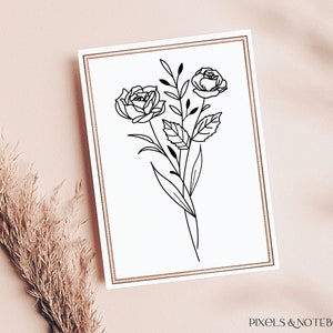 Rose Bouquet SVG: June Birth Flower Clipart (digital Download) - Etsy