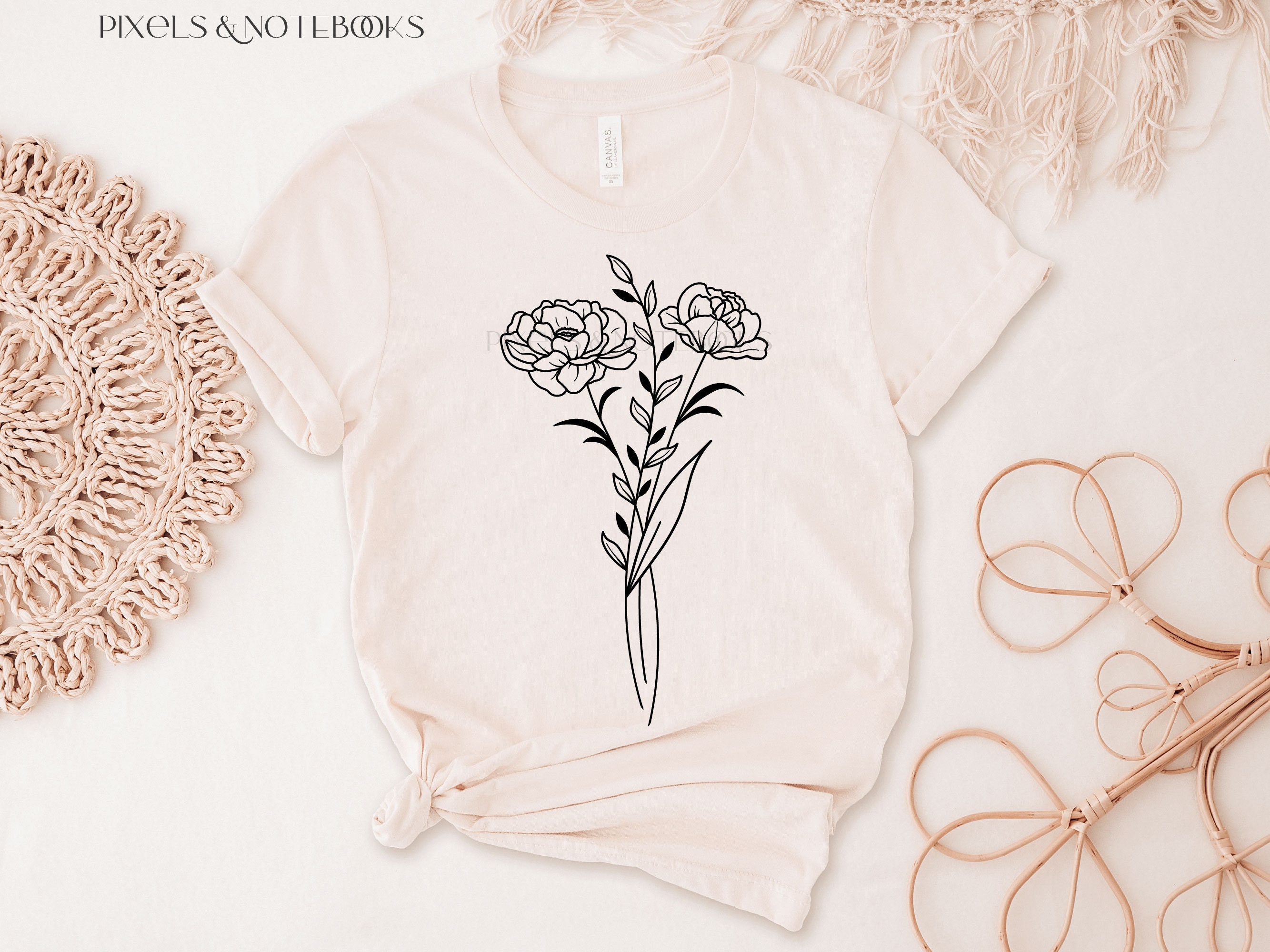 Peony Svg November Birth Flower Birth Month Flower Bouquet SVG PNG ...