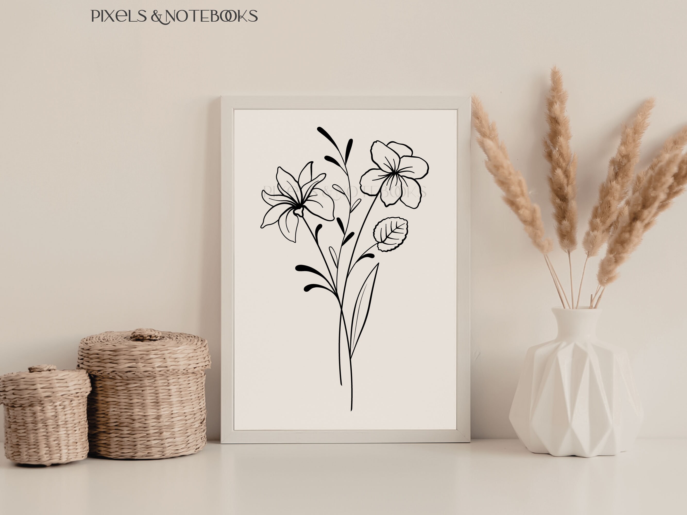 Violet and Iris SVG Bouquet February Birth Month Flower Bouquet SVG PNG ...