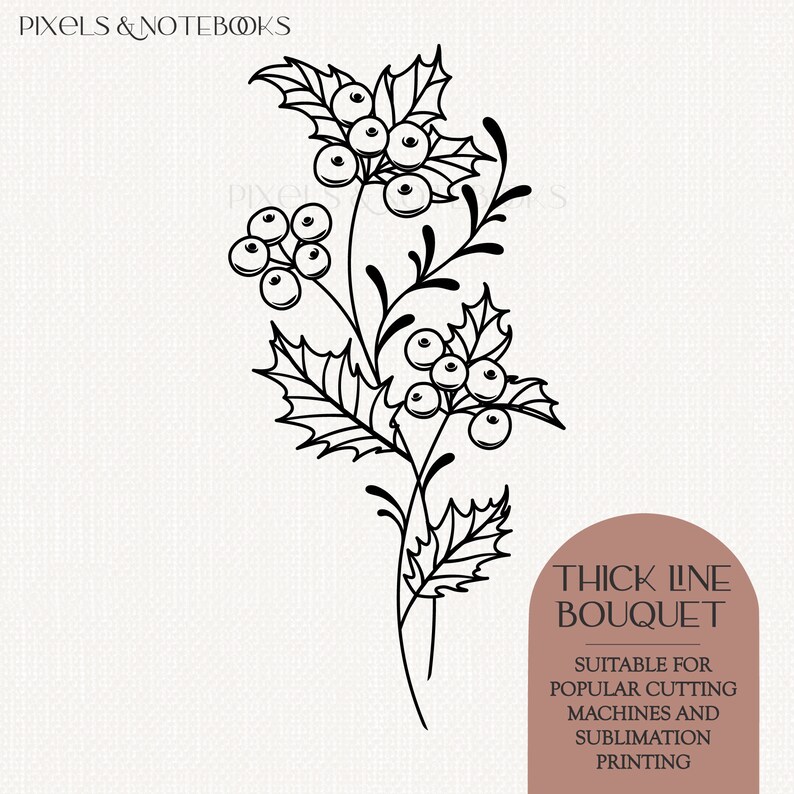 Holly Svg December Birth Flower Birth Month Flower Bouquet SVG PNG ...