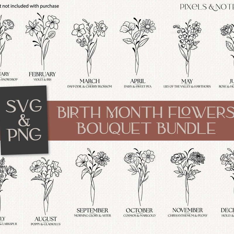 November Flower Bouquet Svg - Etsy