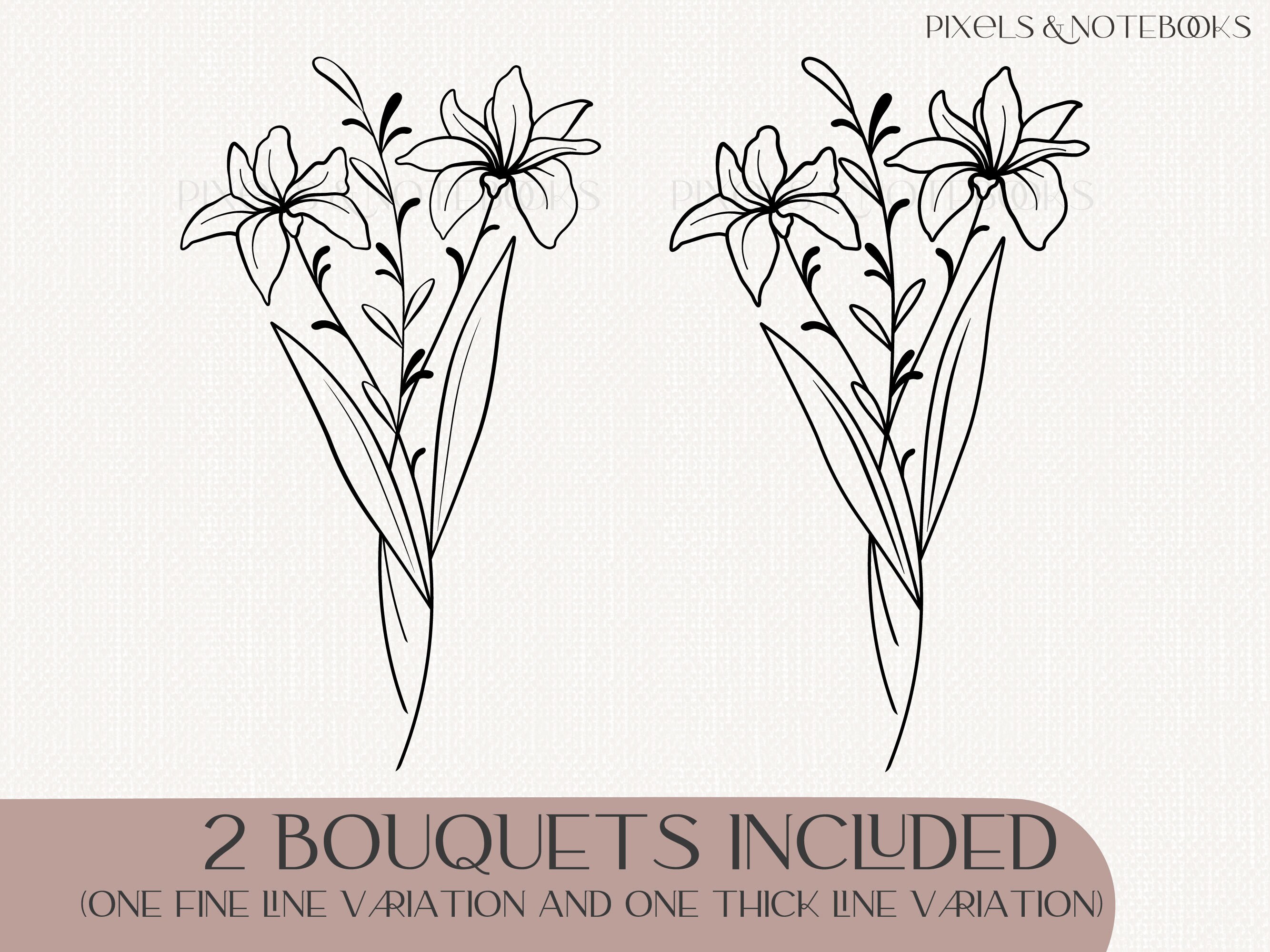 Iris February Birth Flower SVG Birth Month Flower Bouquet - Etsy