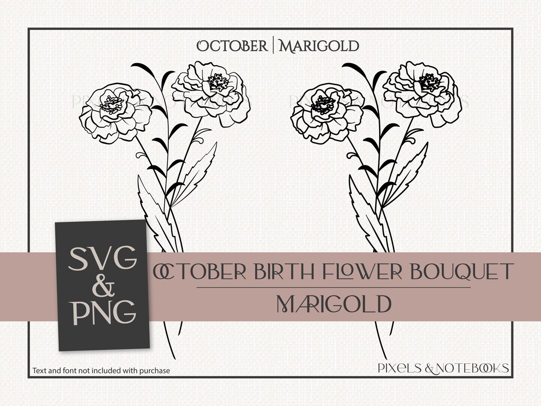 Marigold Svg | October Birth Flower | Birth Month Flower Bouquet SVG ...