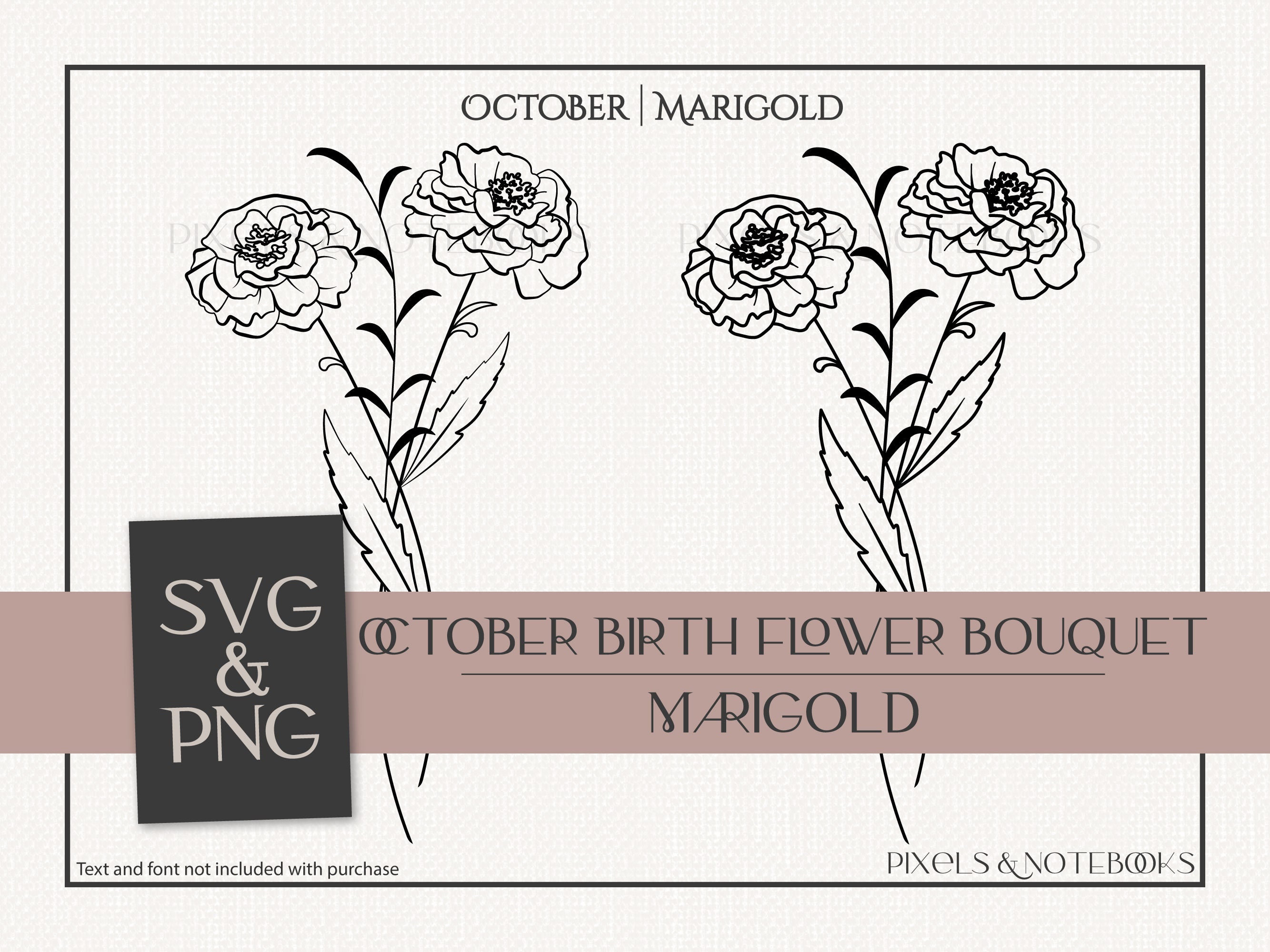 Marigold Svg October Birth Flower Birth Month Flower Bouquet SVG PNG ...