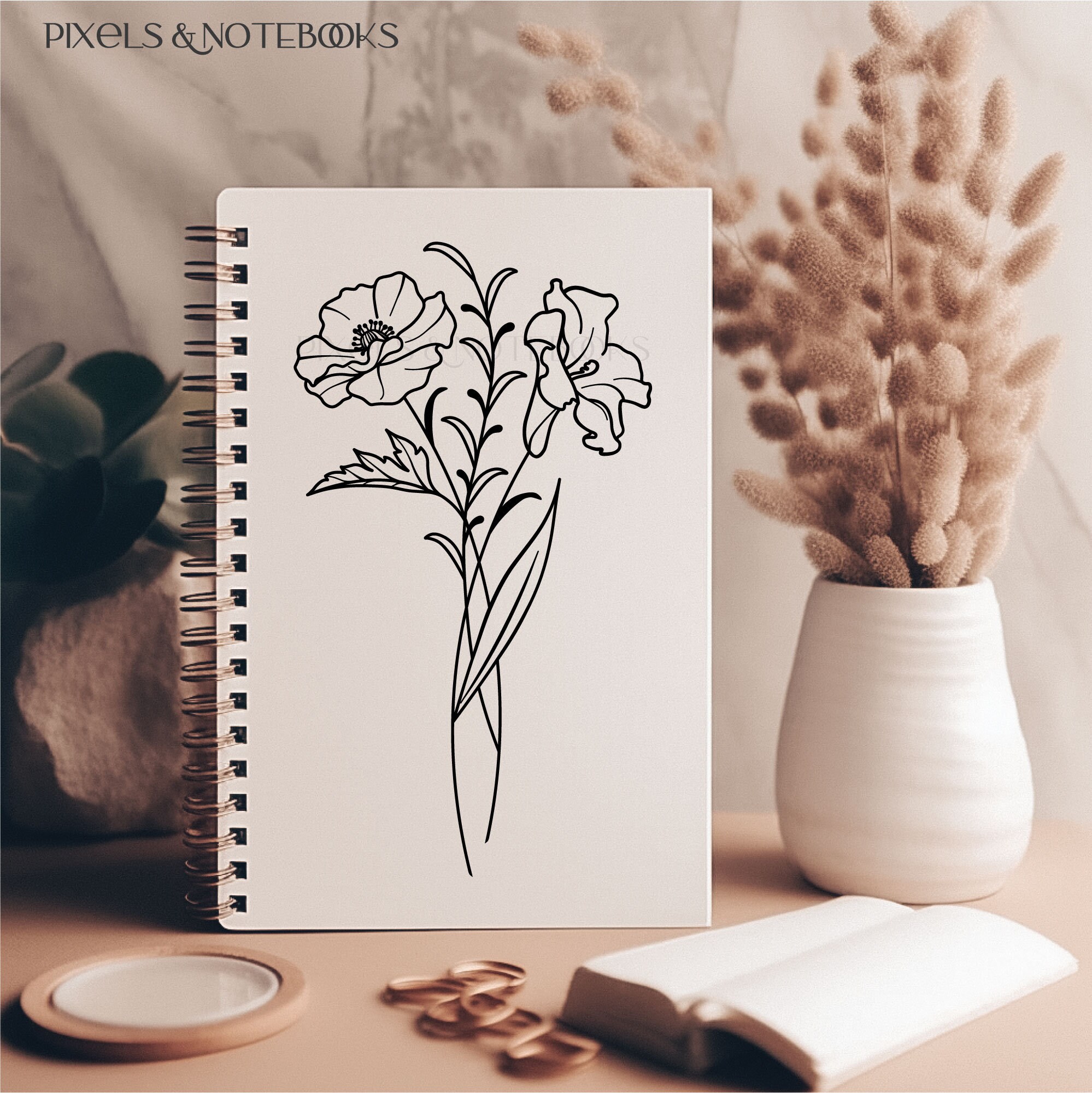 August Birth Flower Bouquet: Poppy & Gladiolus Floral Vector (SVG, PNG ...