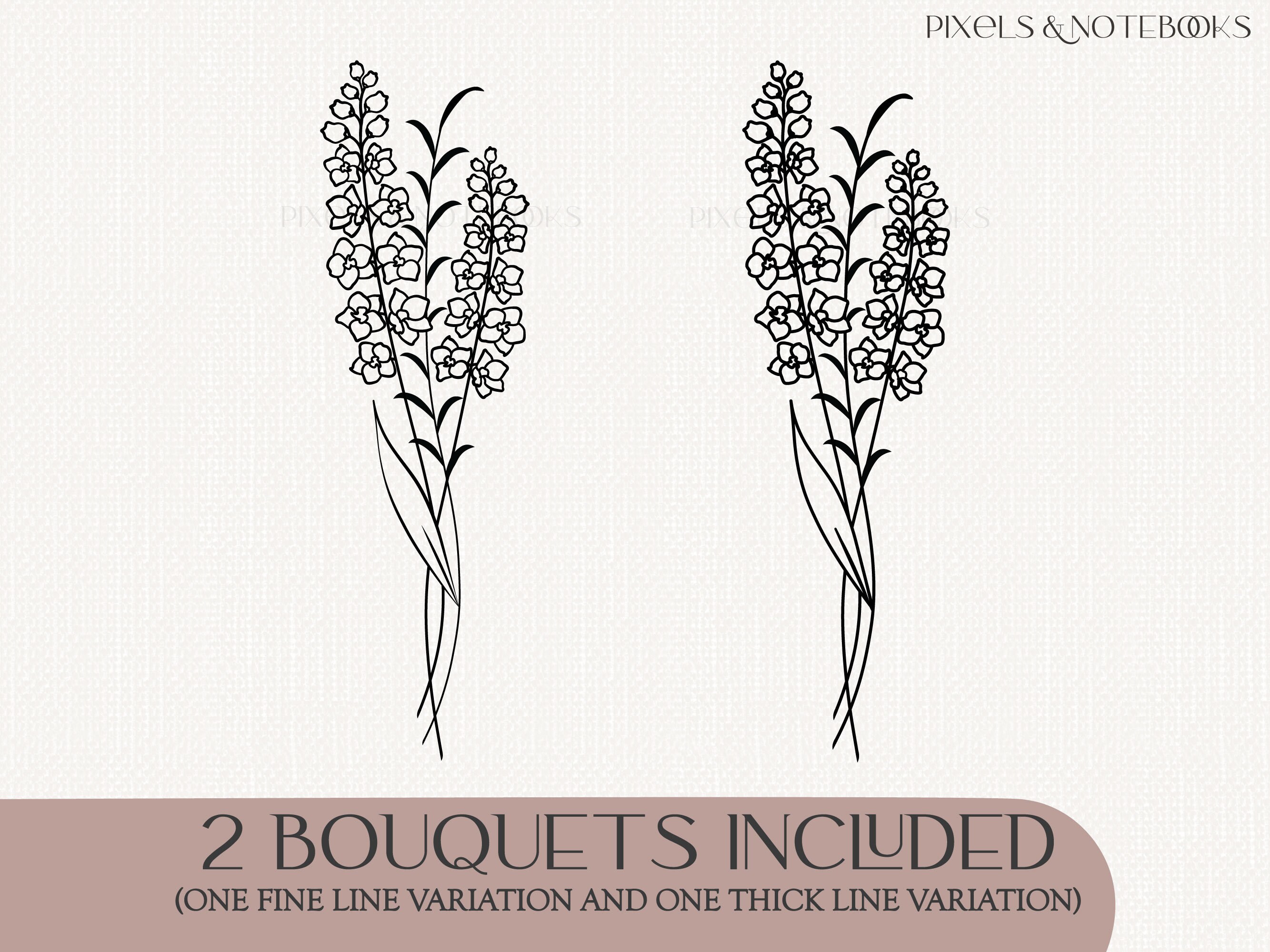 Larkspur Flower Bouquet SVG PNG | July Birth Flower Clipart (digital ...