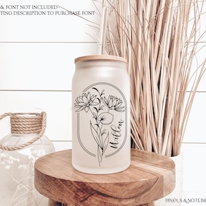 July Water Lily Birth Month Flower Bouquet With Frame SVG PNG | Digital ...