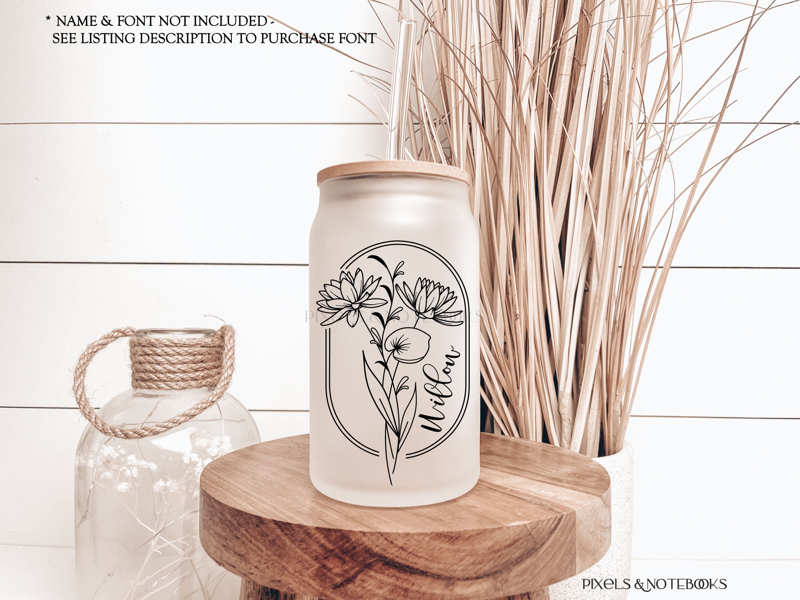 July Water Lily Birth Month Flower Bouquet With Frame SVG PNG | Digital ...