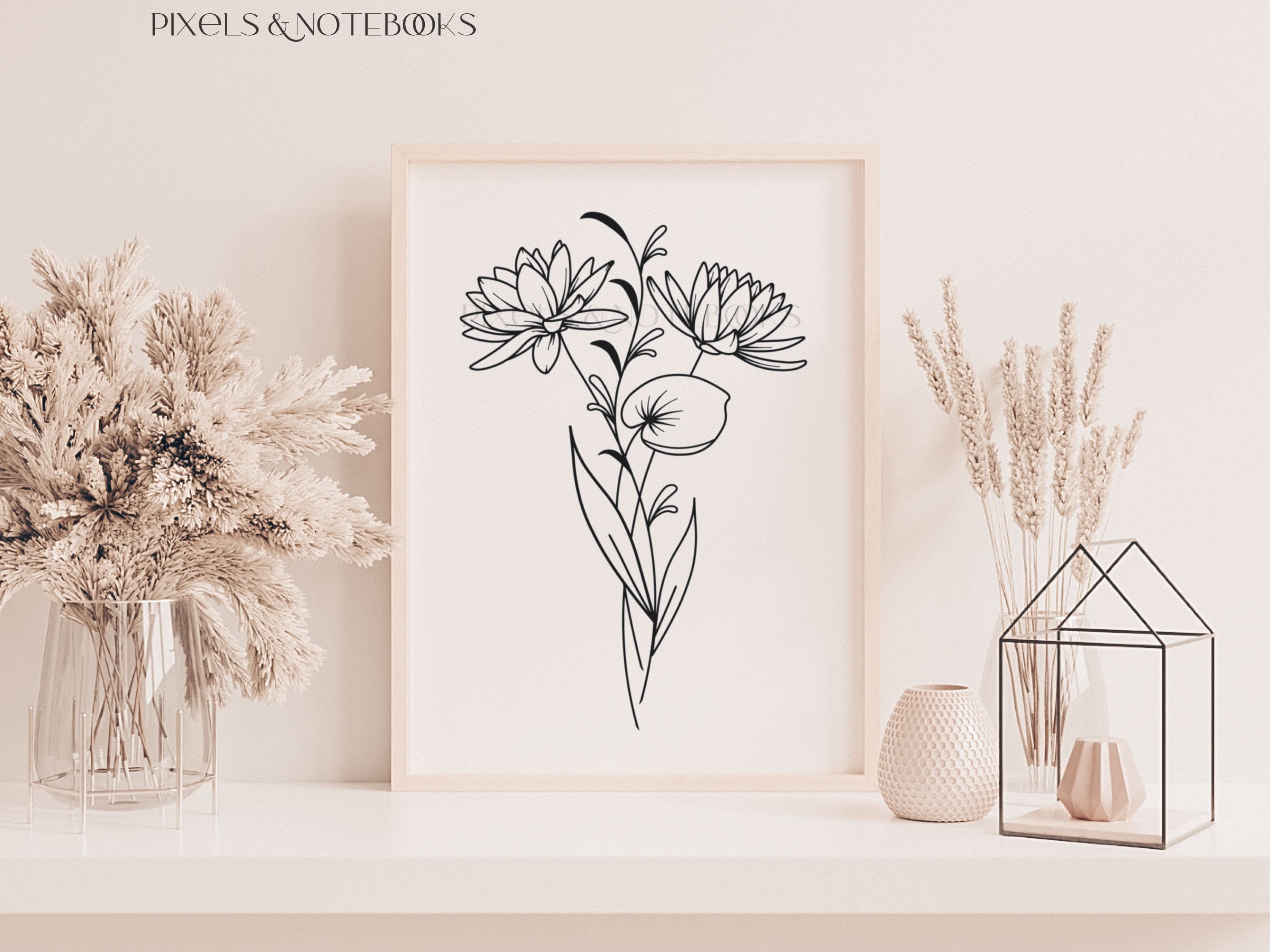 Water Lily Svg July Birth Flower Birth Month Flower Bouquet SVG PNG ...