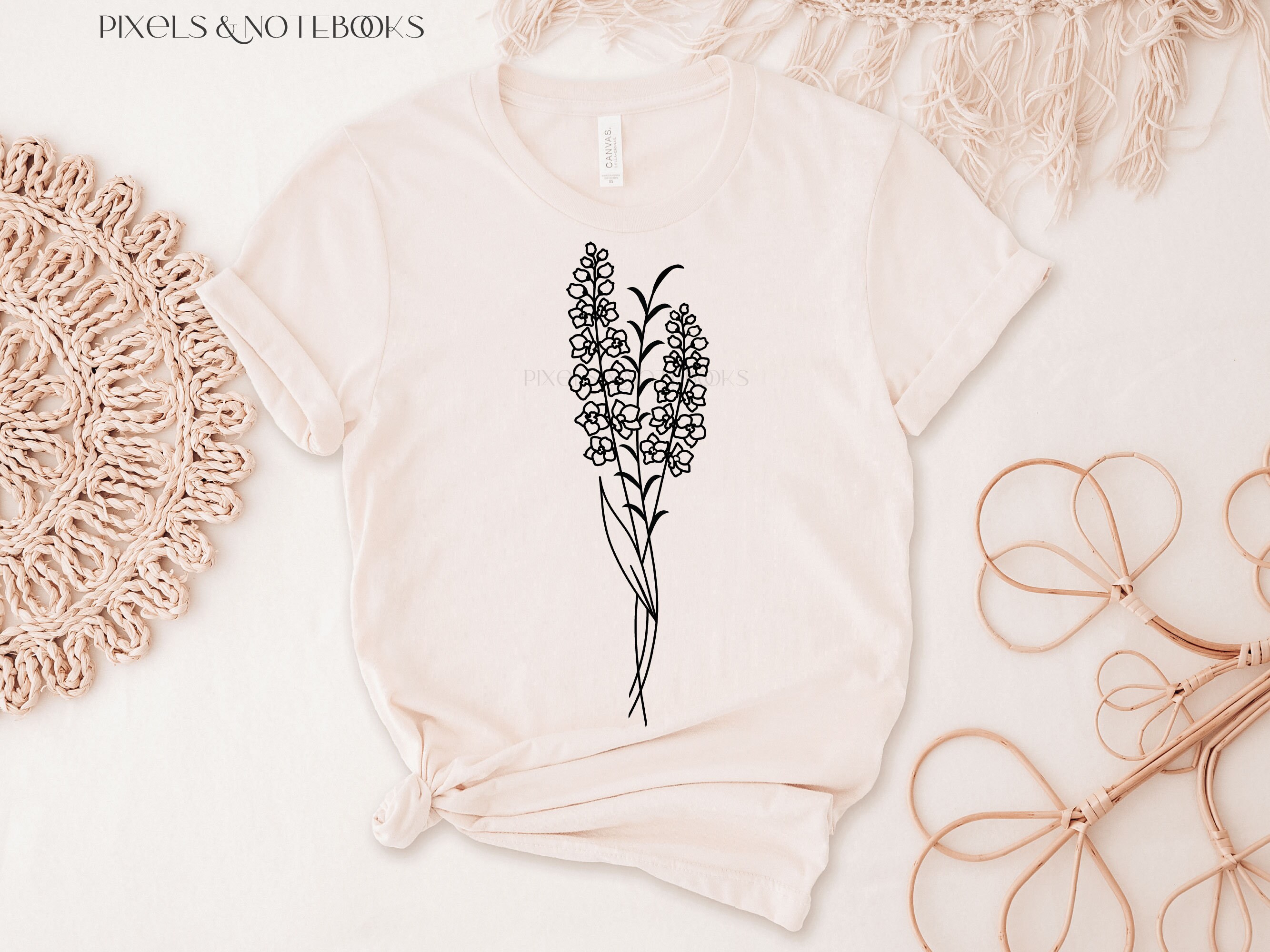Larkspur Flower Bouquet SVG PNG | July Birth Flower Clipart (digital ...