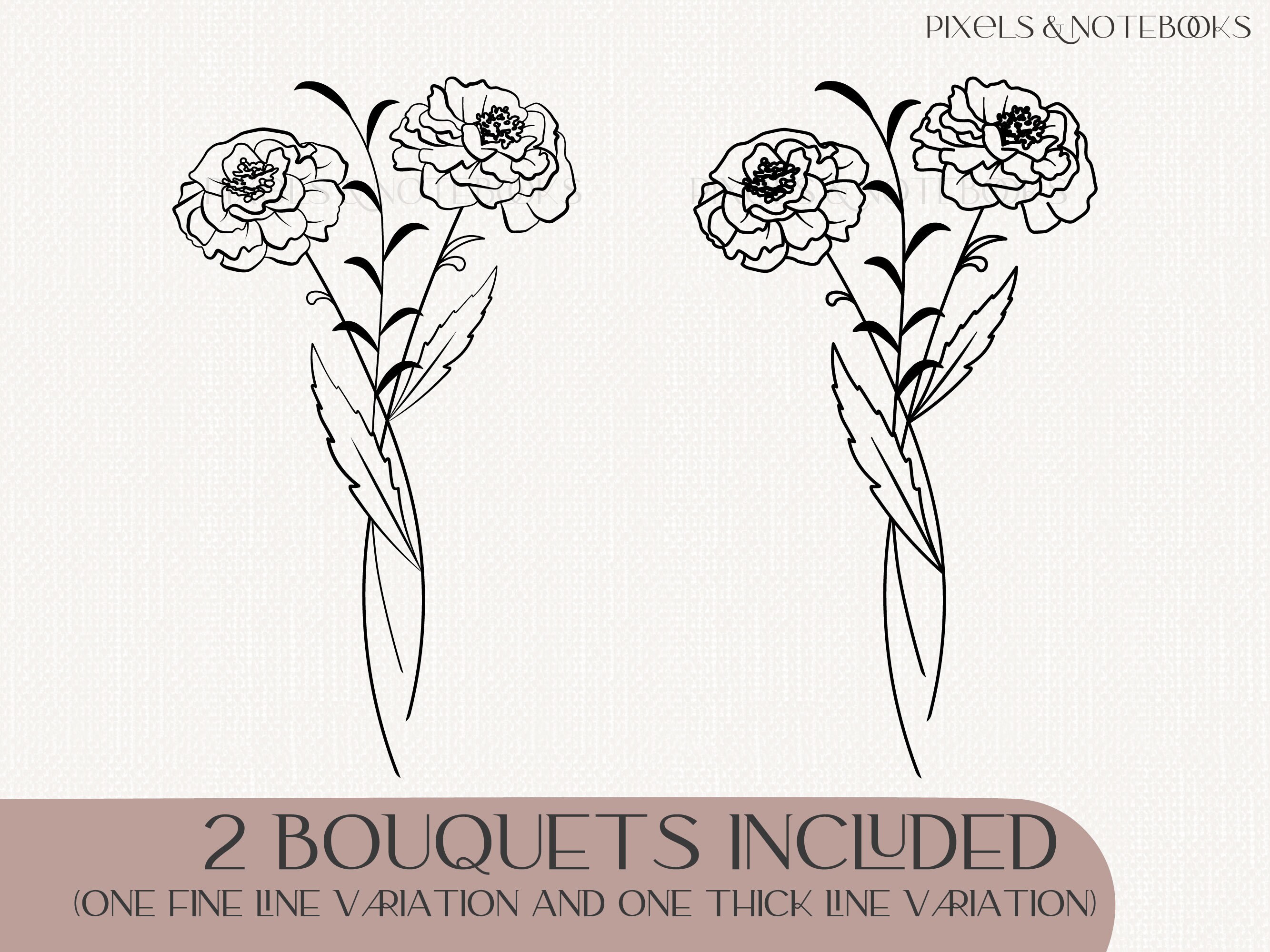 Marigold Svg October Birth Flower Birth Month Flower Bouquet SVG PNG ...