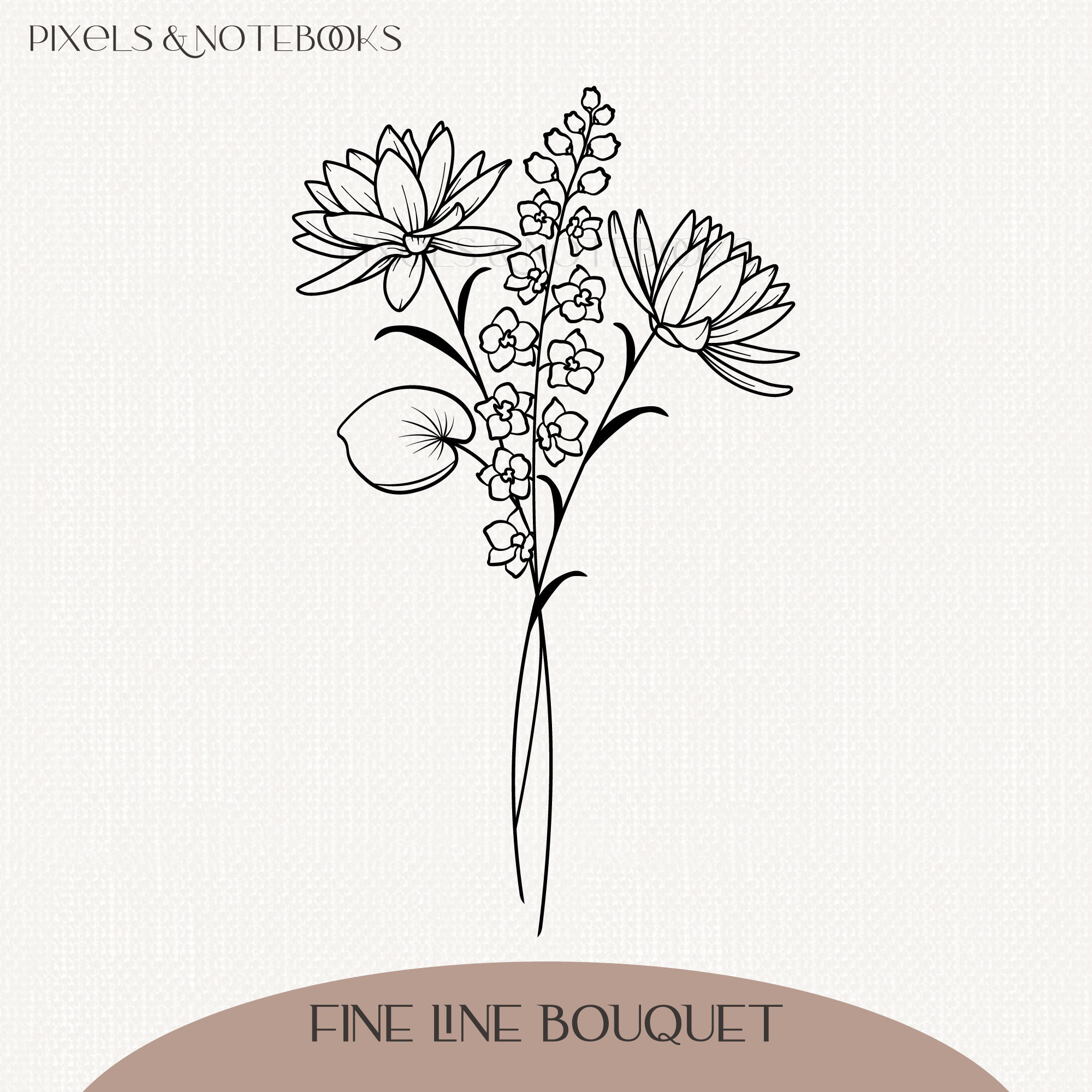 Water Lily and Larkspur Bouquet SVG | July Birth Flower (digital ...