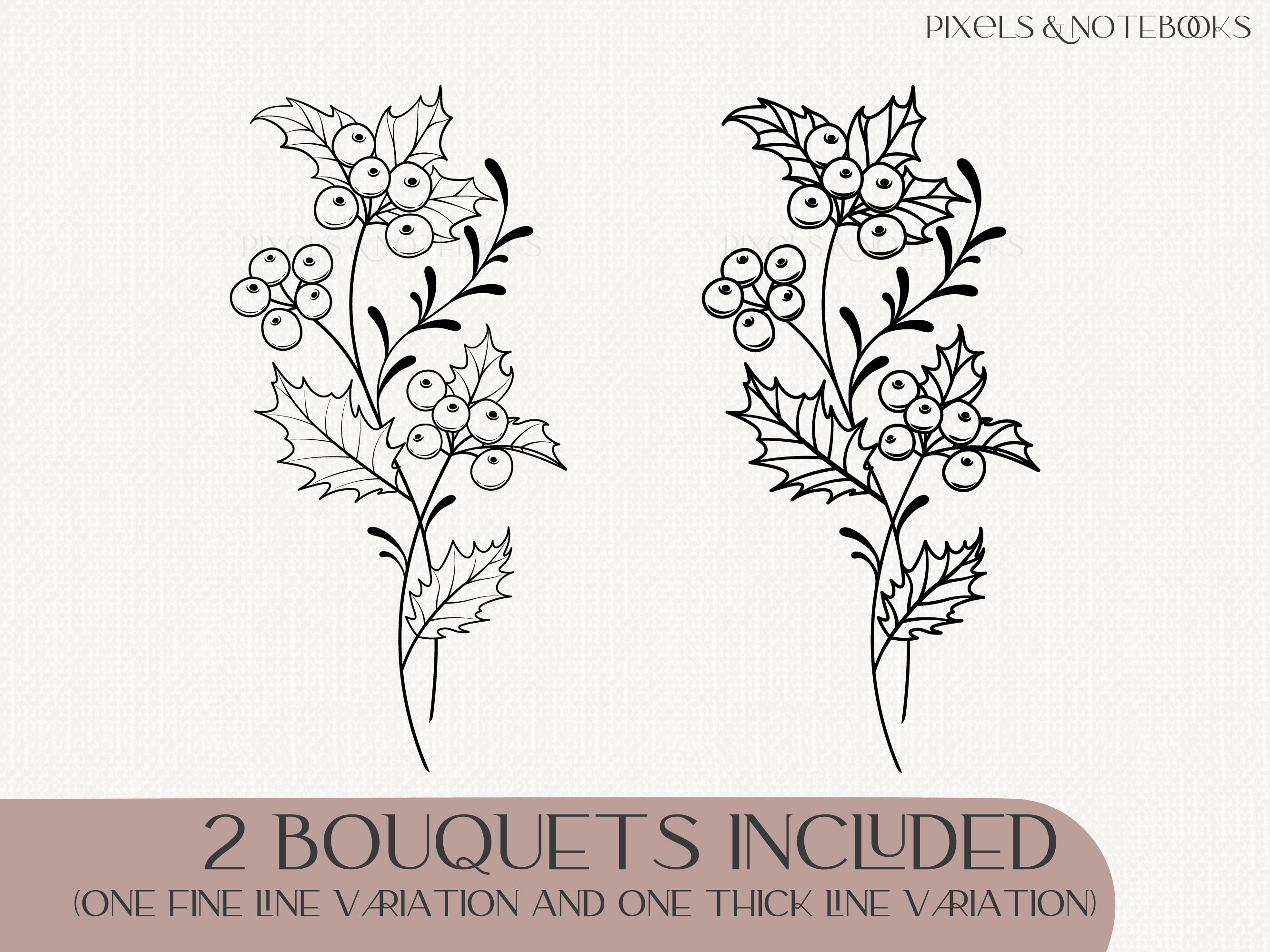 Holly Svg December Birth Flower Birth Month Flower Bouquet SVG PNG ...
