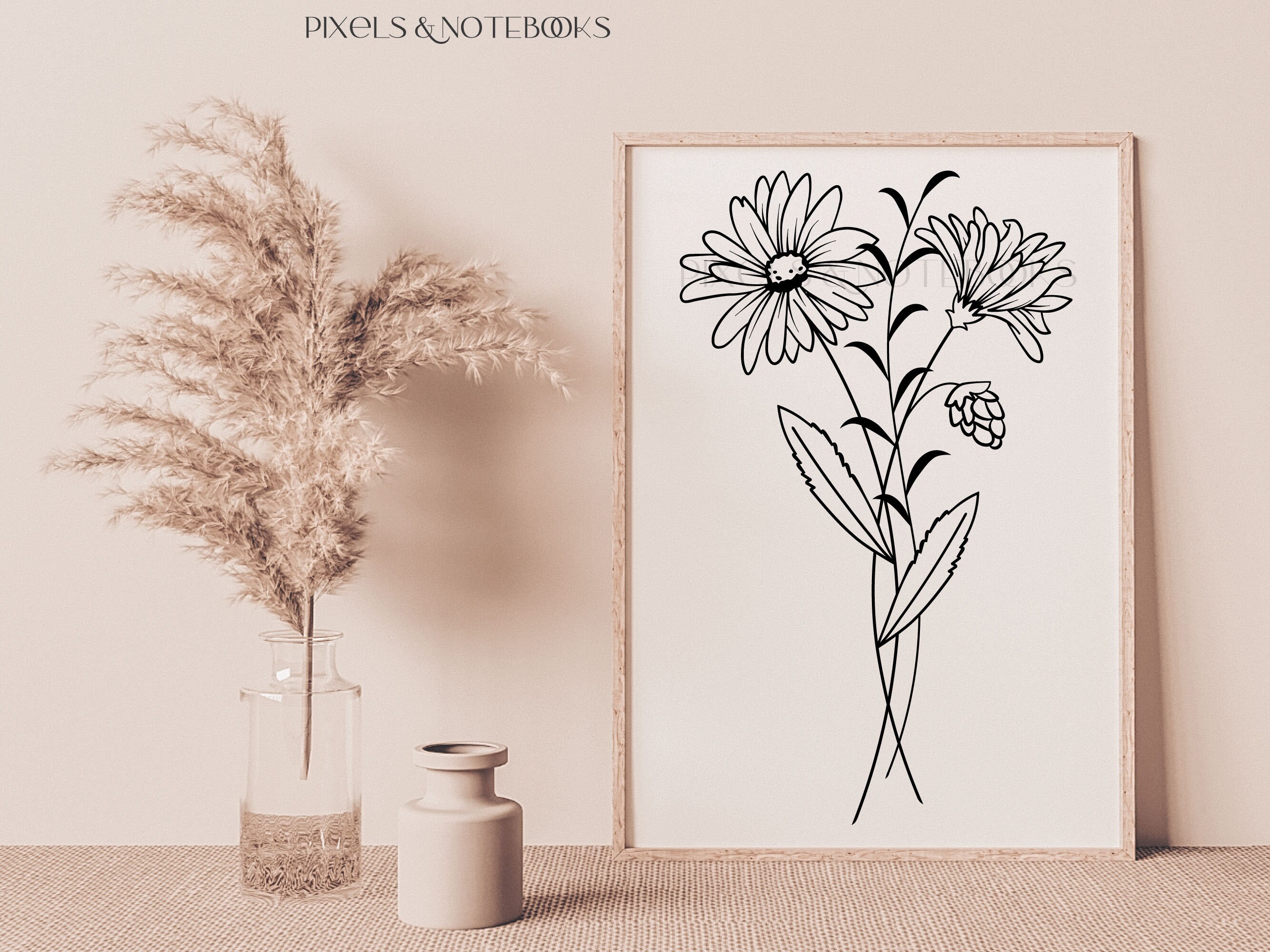 Aster SVG September Birth Flower Birth Month Flower Bouquet SVG PNG ...