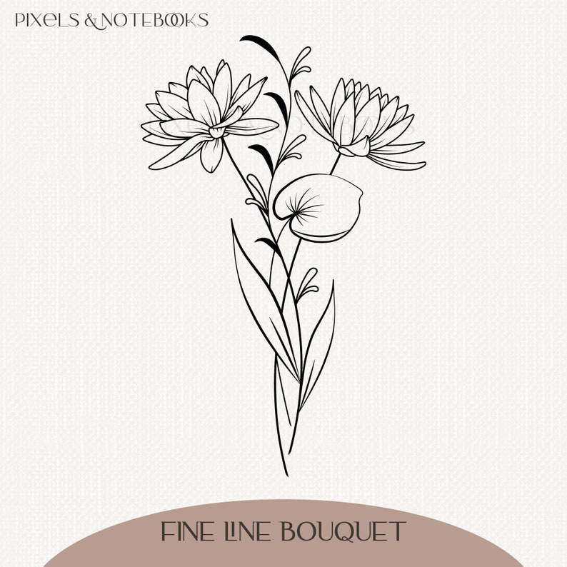 Water Lily Svg July Birth Flower Birth Month Flower Bouquet SVG PNG ...