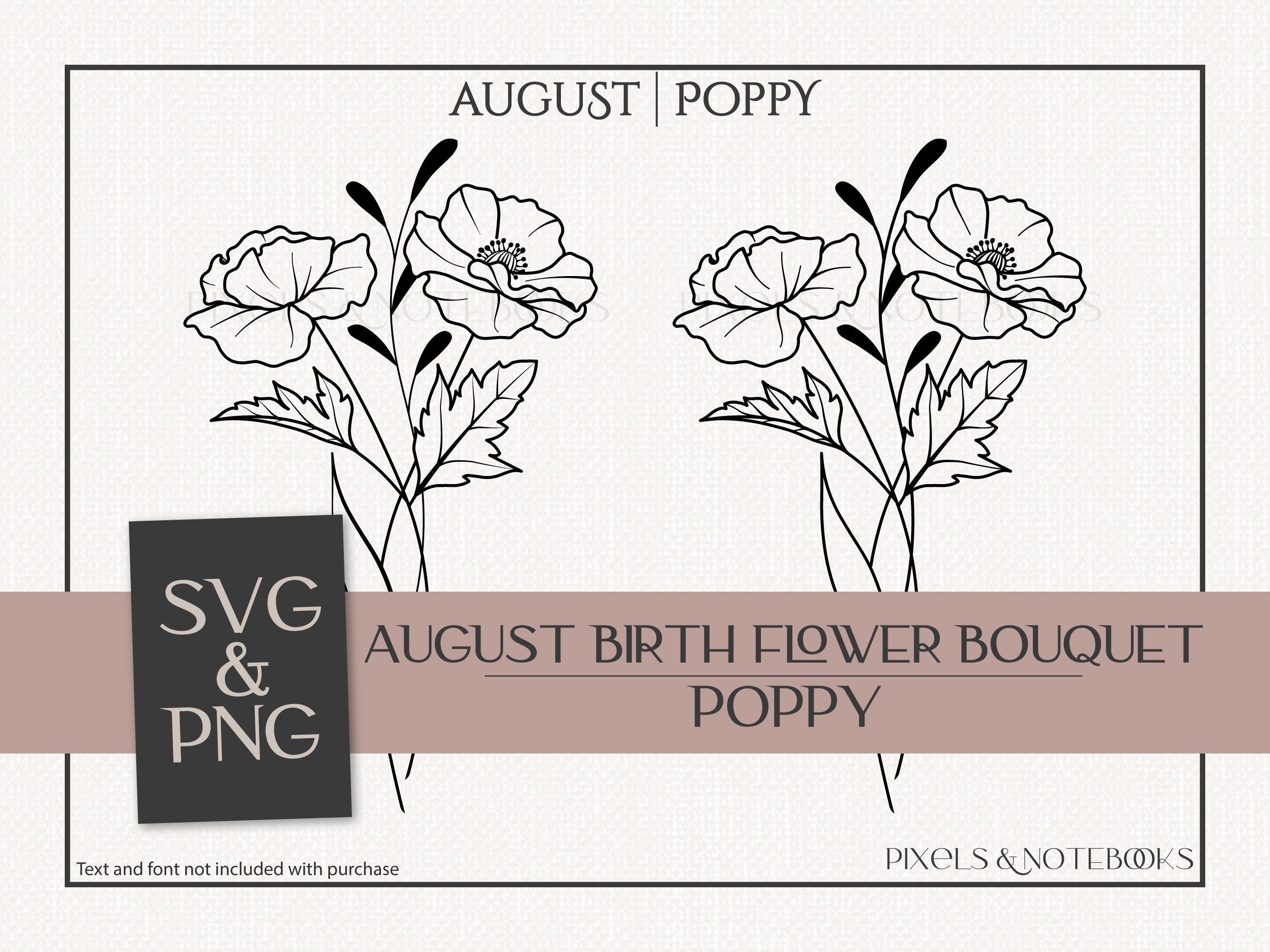 Poppy Svg August Birth Flower Birth Month Flower Bouquet SVG PNG Birth ...