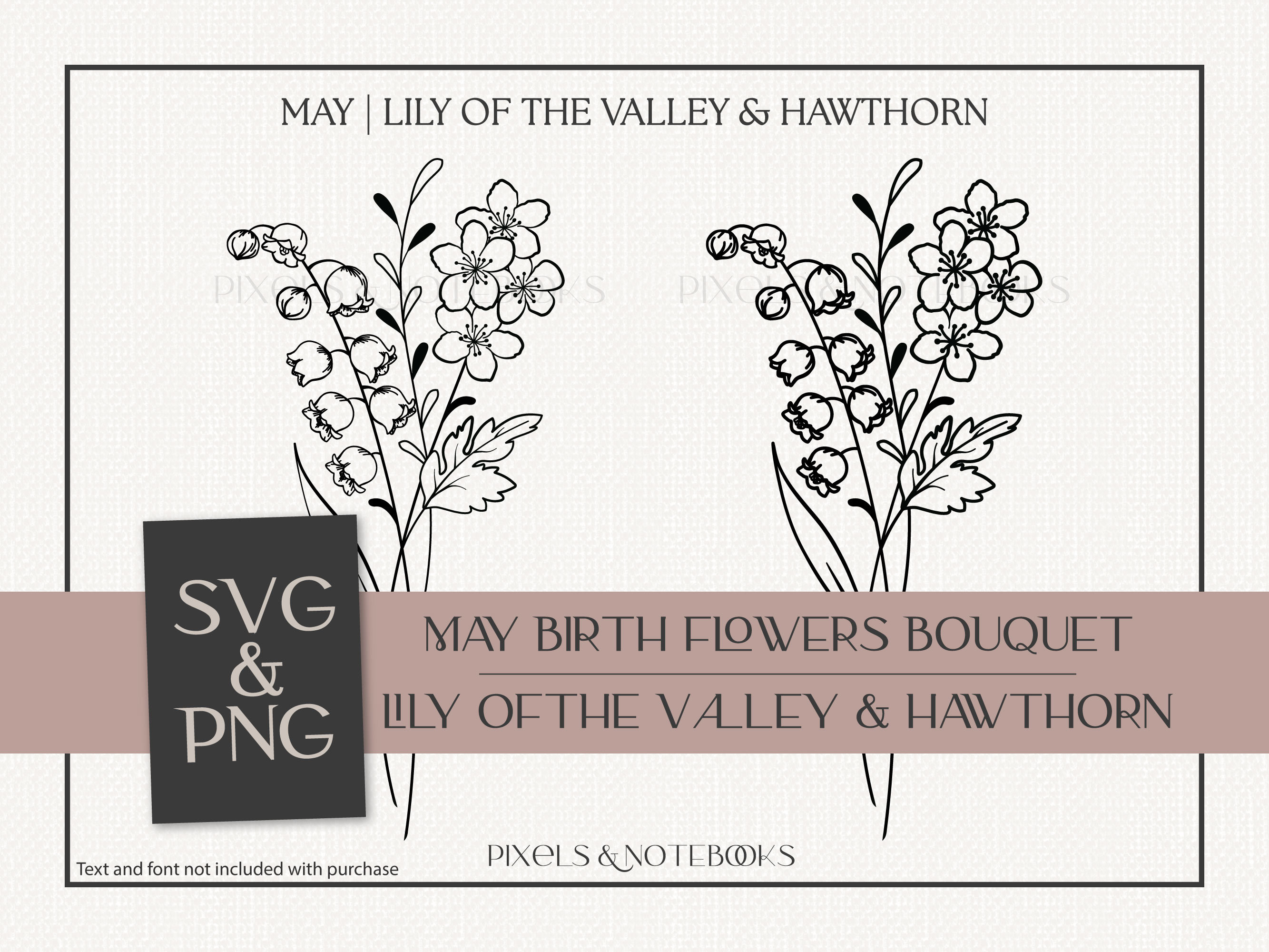Lily of the Valley and Hawthorn May Birth Month Flower Bouquet SVG ...