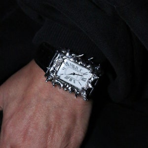 Custom 1of1 Silver Analog Watch Cyber Sigilism Spikes Tattoo Inspired ...