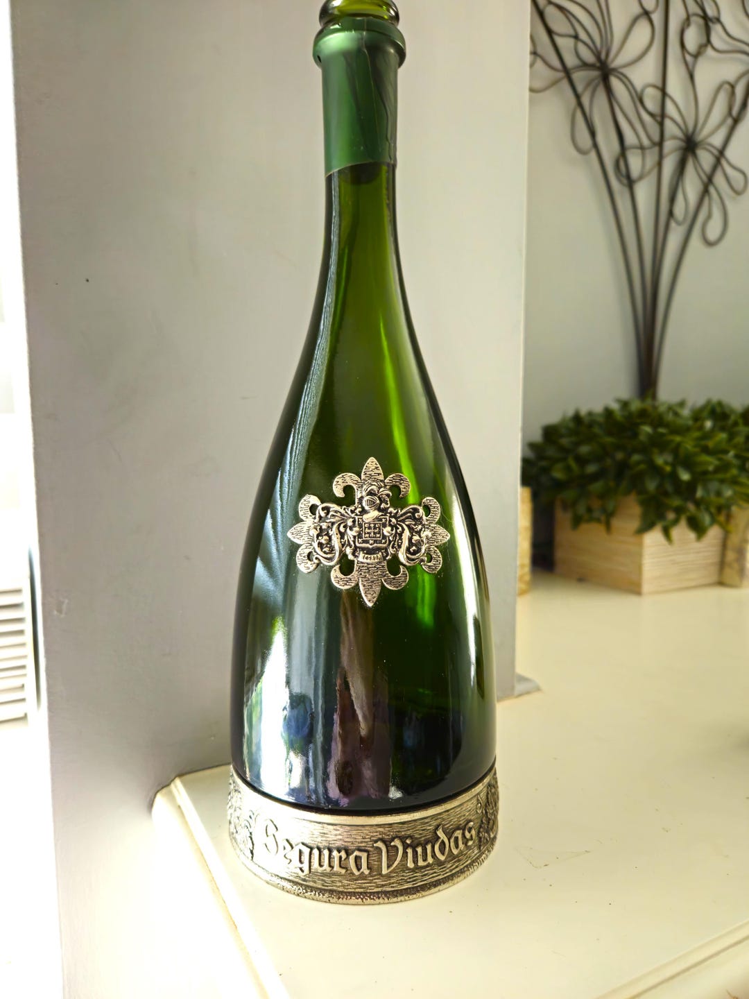 Vintage Forest Green Spanish Segura Viudas Empty Wine Bottle With ...