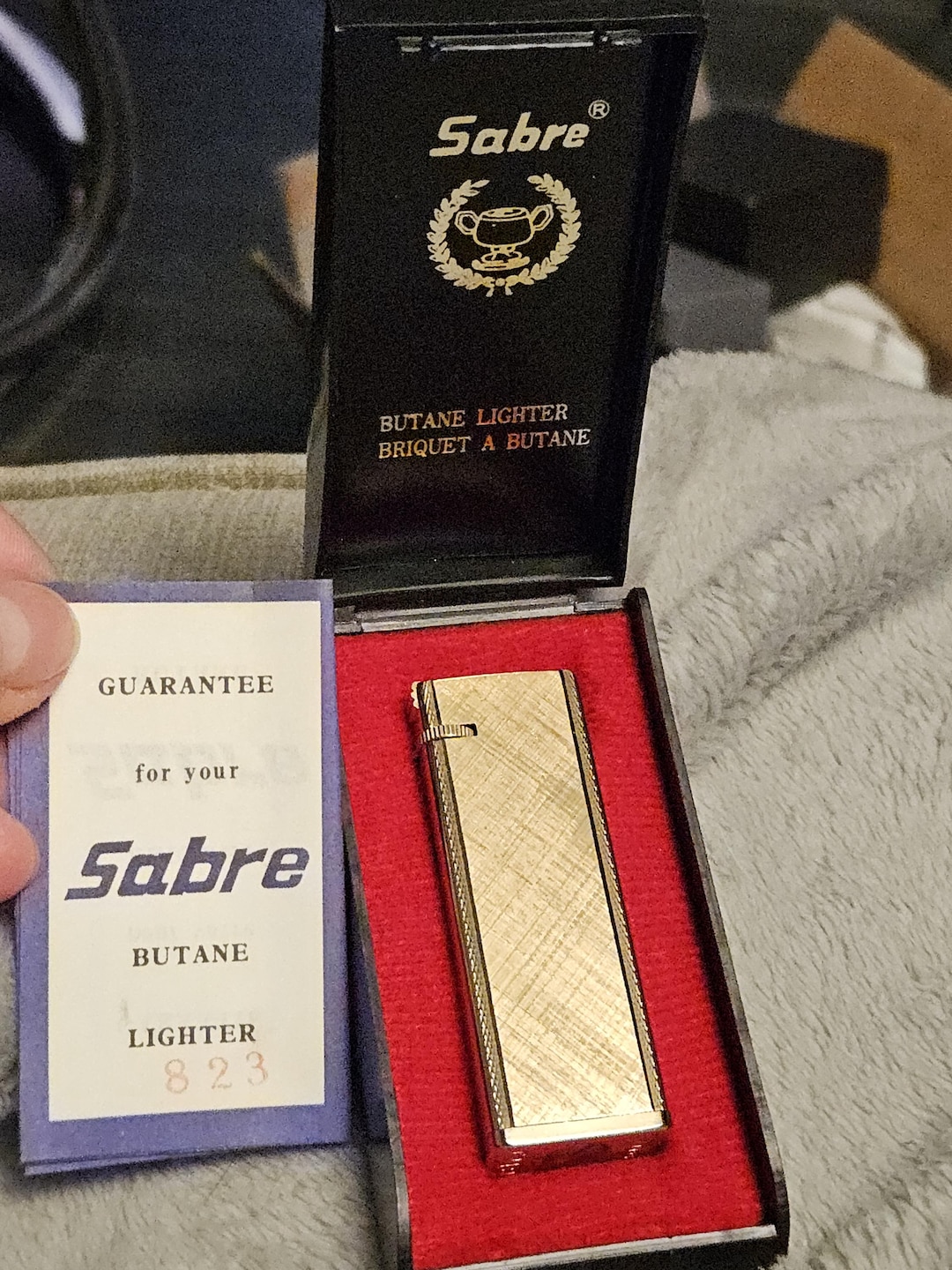 Vintage 1940s Gold Toned Sabre Butane Lighter in Original Box W/papers ...