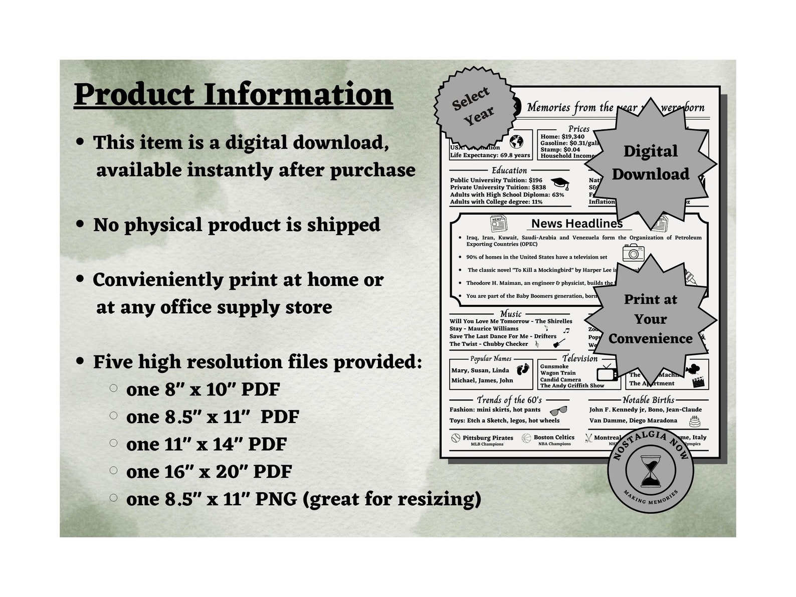 2004 Trivia Facts Print | Birthday Gift, Party Decoration (digital ...