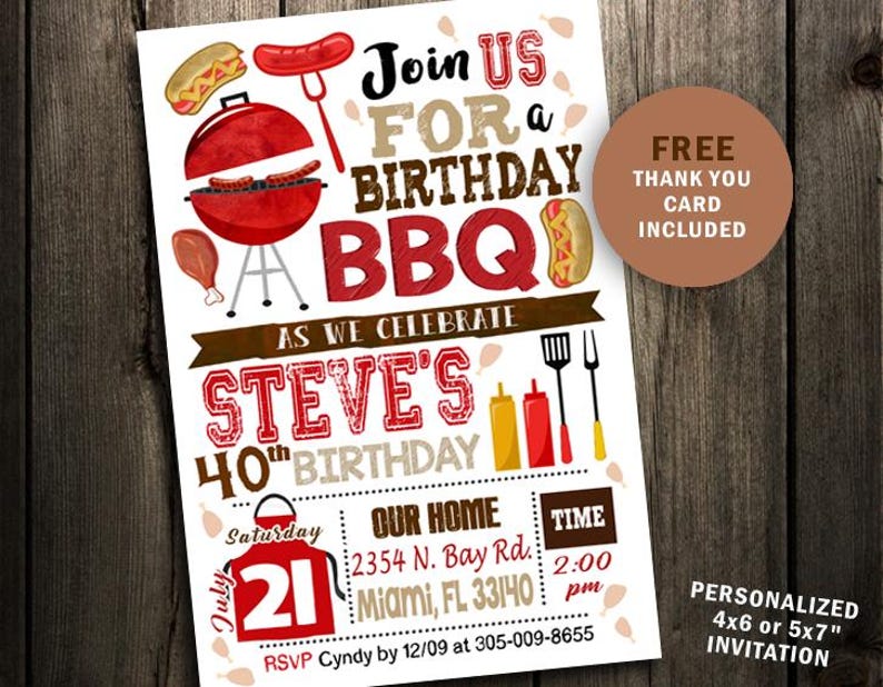 BBQ Birthday Invitation Party Phone Invite Printable Editable Card ...