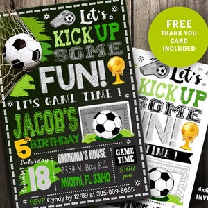Soccer Birthday Party Invitation Futbol Digital File Instant Download ...