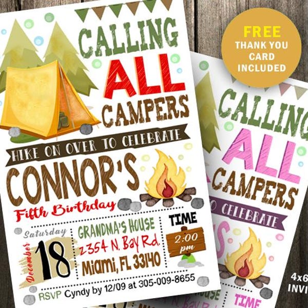 Camping Party Invitation - Etsy